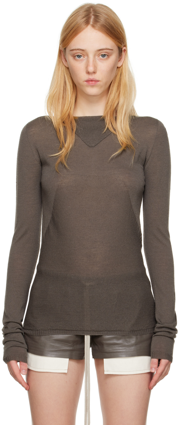 Rick Owens: Gray Column Long Sleeve T-Shirt | SSENSE Canada