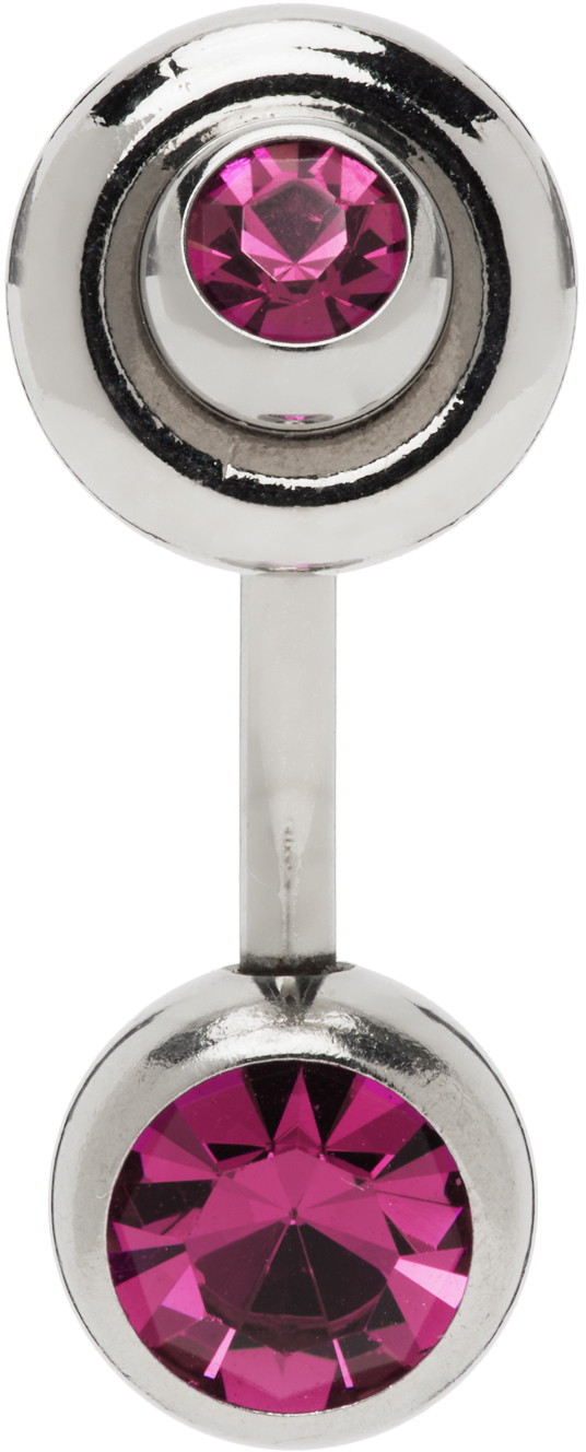 Justine Clenquet: Silver & Pink Mindy Single Earring | SSENSE UK