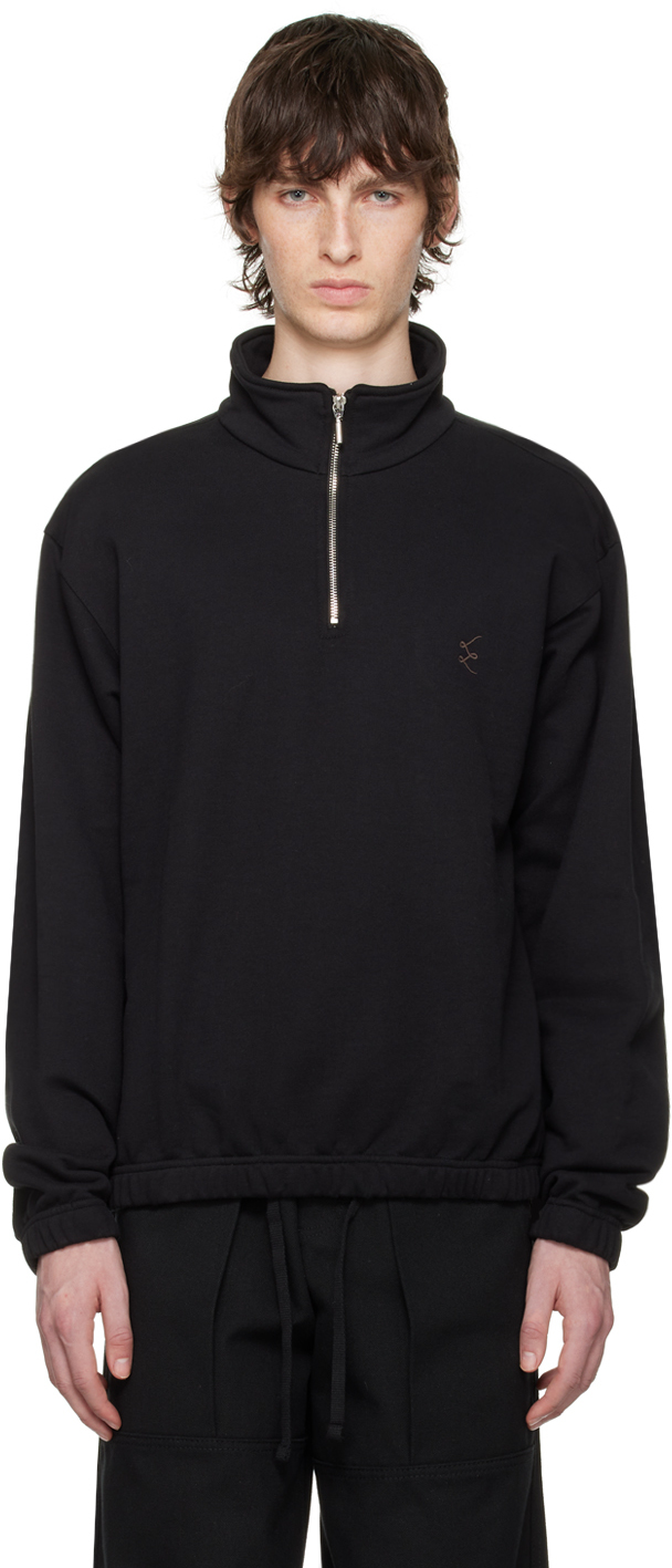 Black Half-Zip Sweater by Serapis on Sale Black Half-Zip Sweater by Serapis on Sale