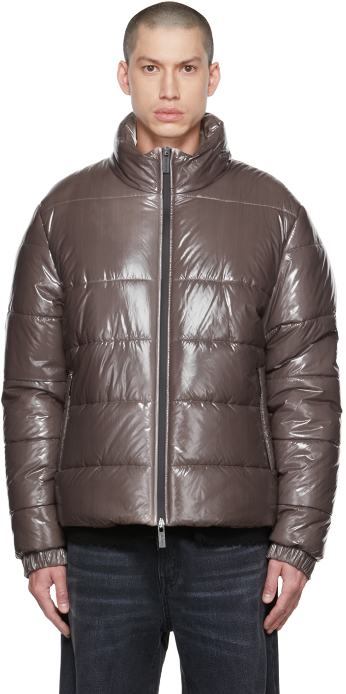 Gray Blow Out Puffer Jacket by 44 Label Group on Sale