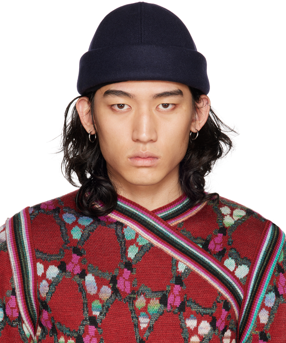 Jil Sander: 네이비 롤업 비니 | SSENSE 대한민국