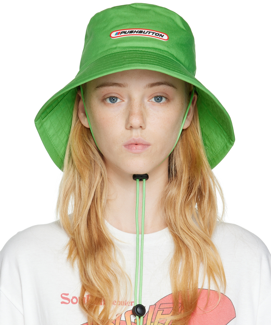 Pushbutton: Chapeau bob vert à logo exclusif à SSENSE France | SSENSE