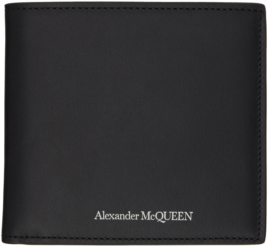 Black Stamped Wallet by Alexander McQueen on Sale