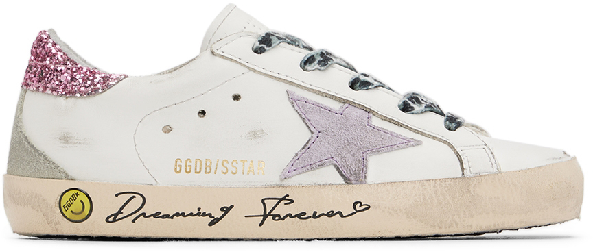 Kids White Super Star Sneakers by Golden Goose on Sale