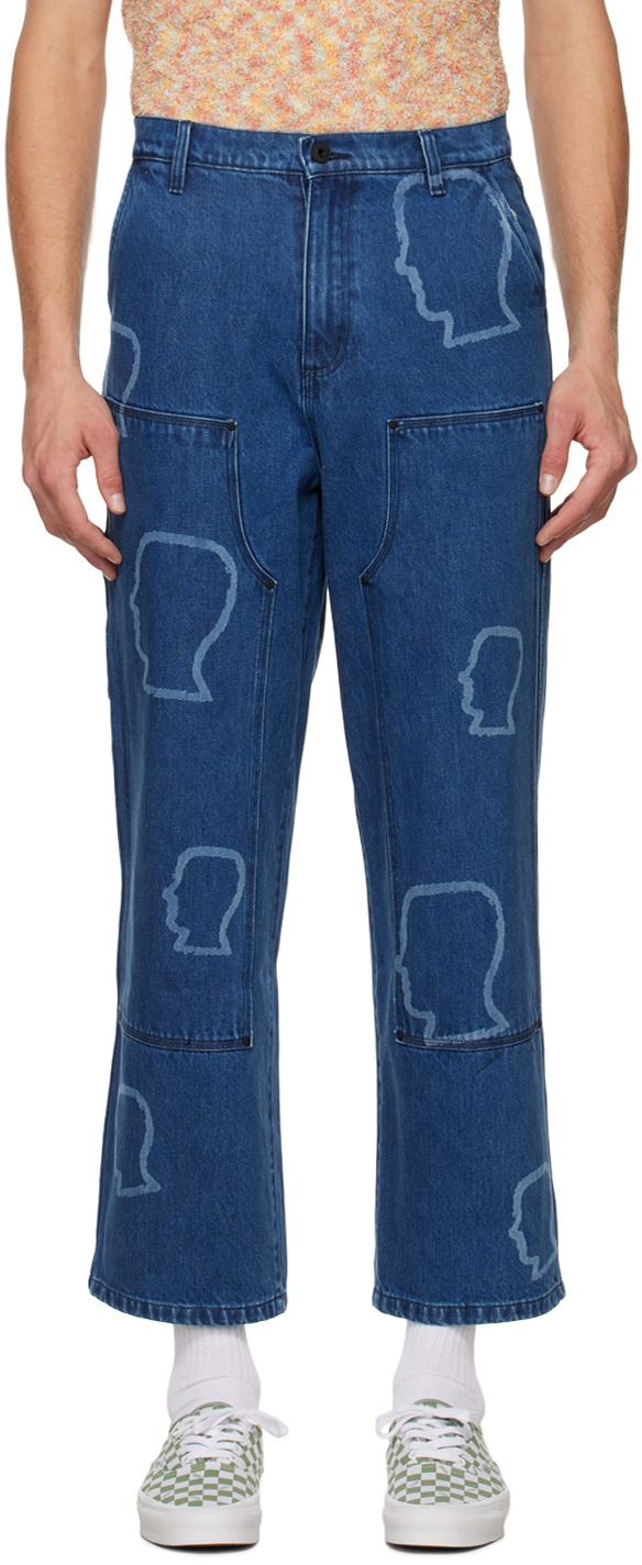 Brain Dead: Blue Logohead Jeans | SSENSE Canada