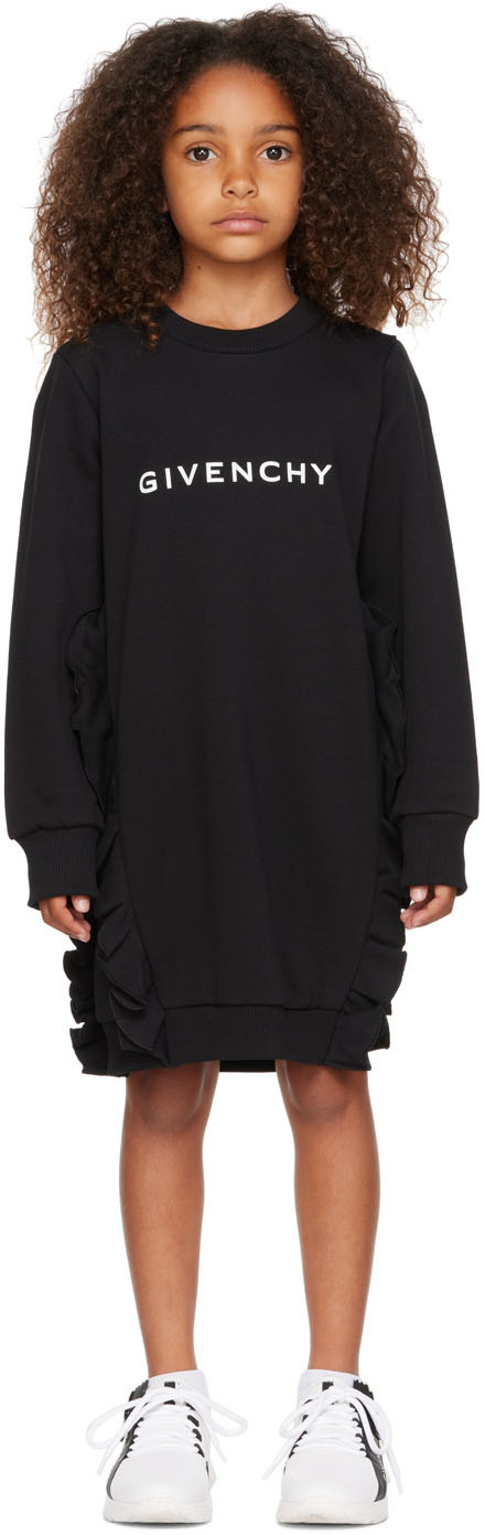 Kids Black Ruffled Dress by Givenchy | SSENSE Canada