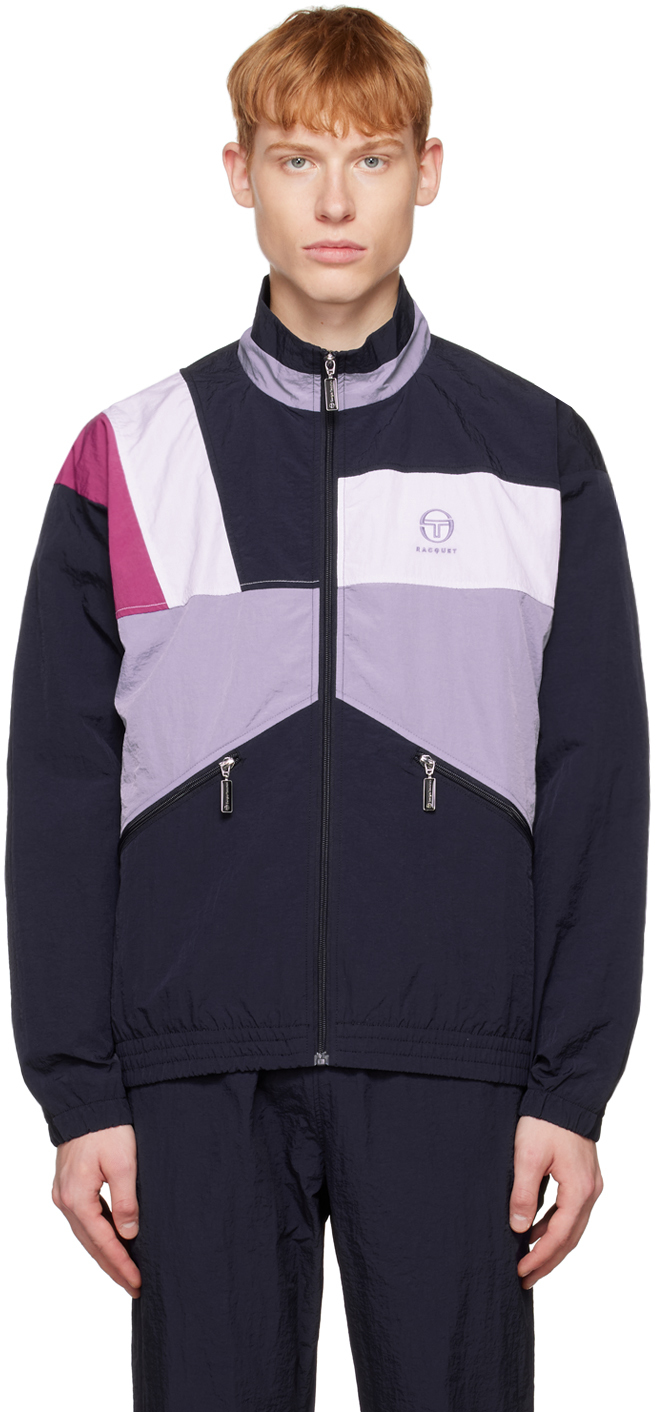 Sergio Tacchini: 海军蓝 Racquet 联名拼色运动夹克 | SSENSE