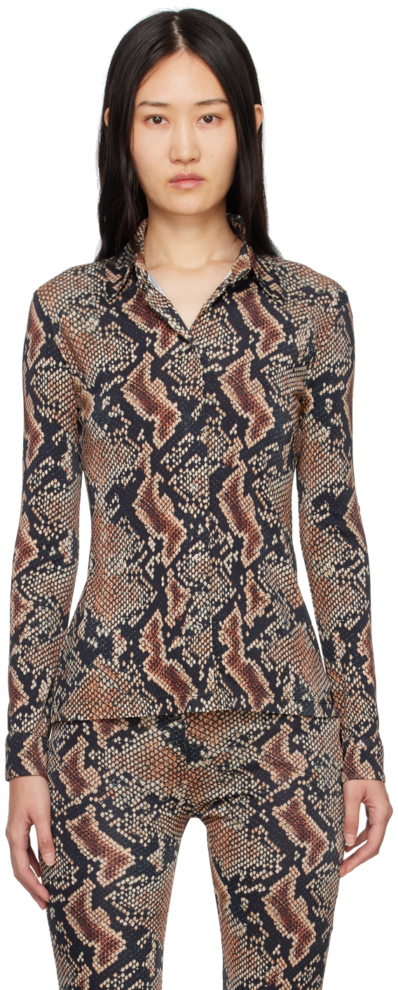 Black Snake Print Shirt by Atlein on Sale
