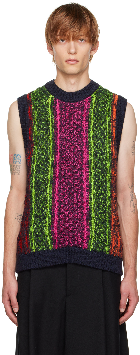 Multicolor Striped Vest by AGR on Sale