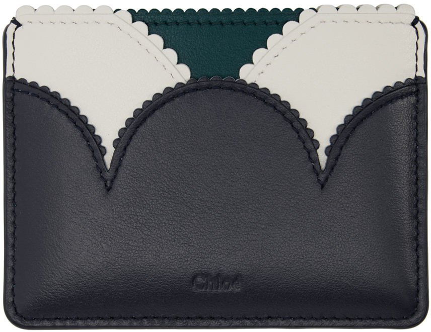 Chloé: Porte-cartes Linda bleu marine | SSENSE France