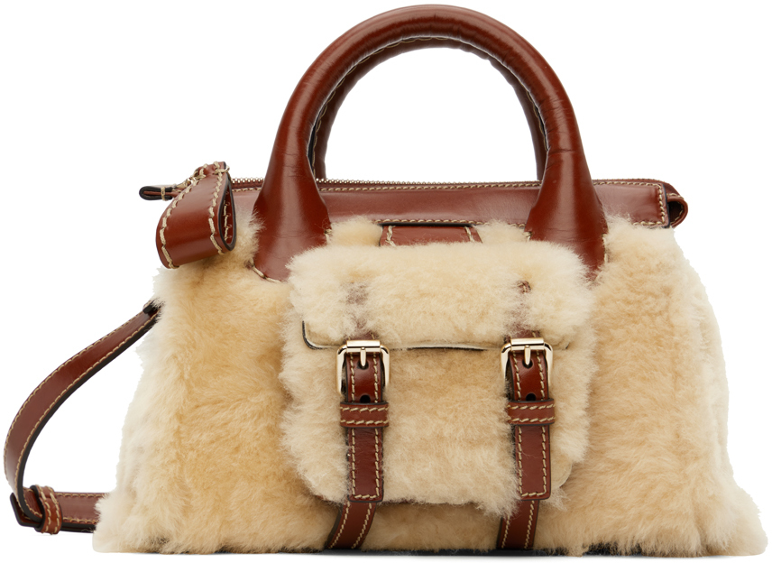 Chloé: Mini sac à main Edith brun en peau retournée | SSENSE France