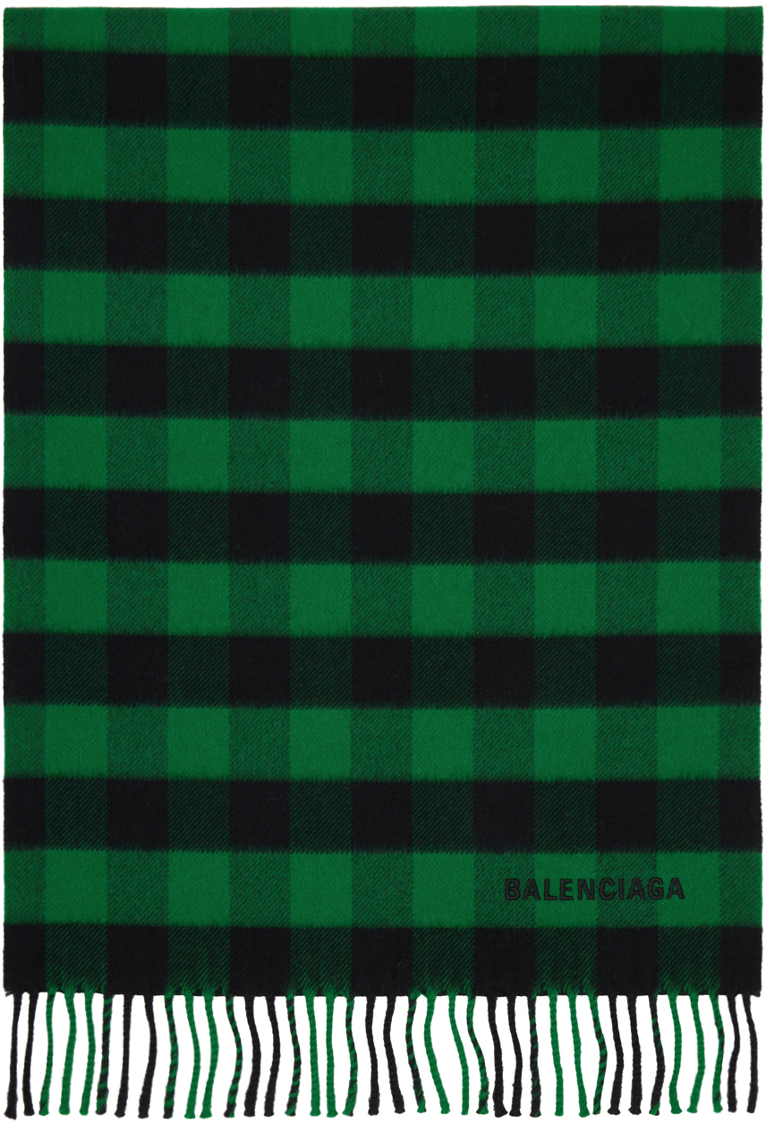 Balenciaga: Black & Green 50/50 Scarf | SSENSE Canada