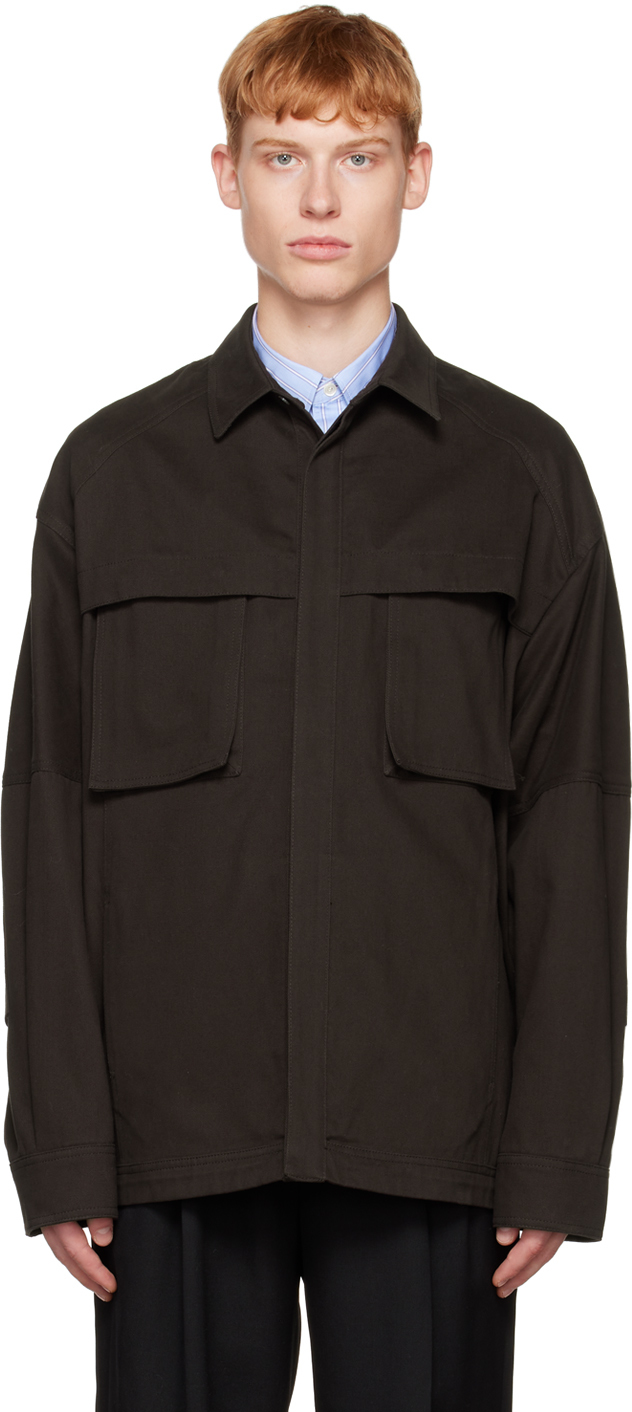 Juun.J: Brown Hidden Pocket Denim Shirt | SSENSE
