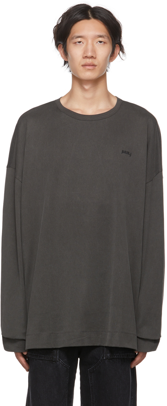 Juun.J: Gray Cotton Long Sleeve T-Shirt | SSENSE Canada