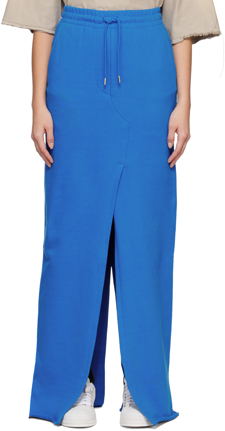 Dries Van Noten: Blue Vented Maxi Skirt | SSENSE