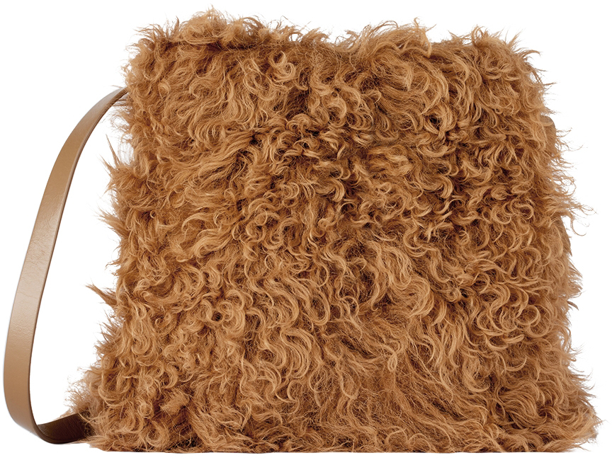 Dries Van Noten: Brown Shearling Bag | SSENSE UK