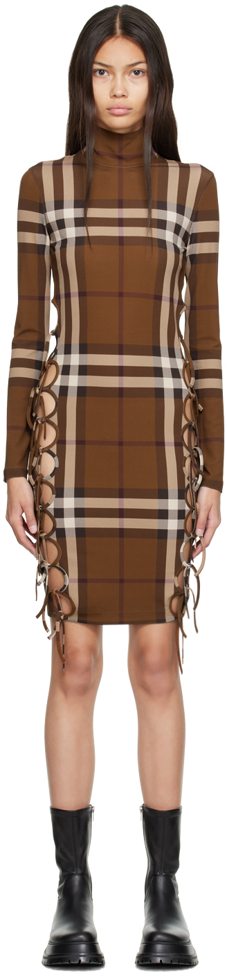 Burberry: Robe midi Licia brune | SSENSE France