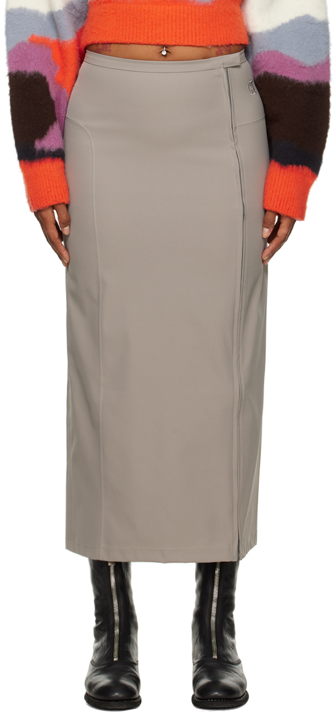 OK: Gray Slit Maxi Skirt | SSENSE