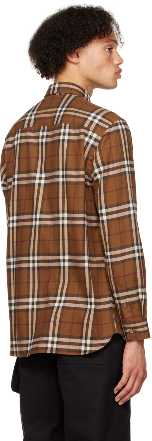 Burberry Button-down Collar Check Cotton Flannel Shirt In Dark Birch Brown Check | ModeSens