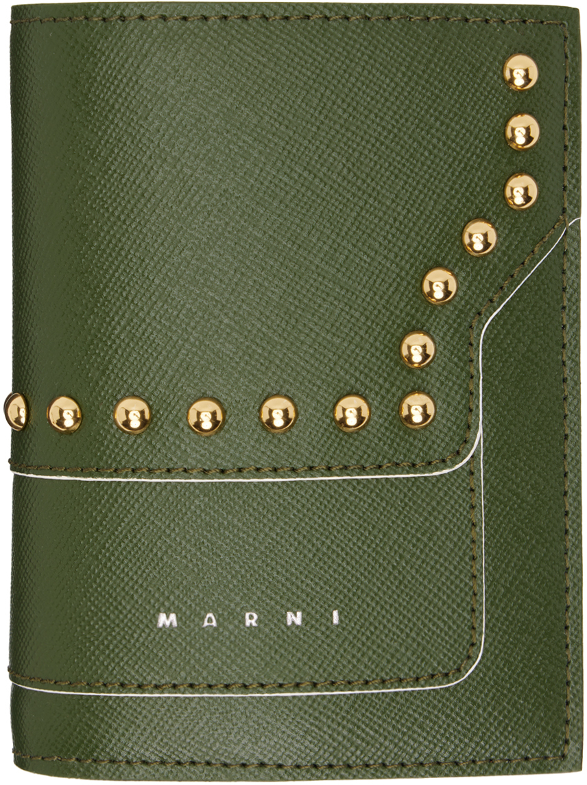 Marni: Green Studded Bifold Wallet | SSENSE UK