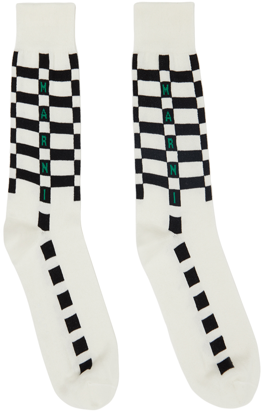 Black And White Checkered Socks