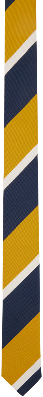Thom Browne: Navy & Yellow Striped Tie | SSENSE UK