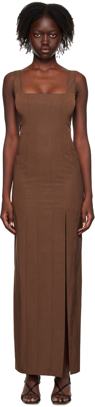 Brown Portrait Maxi Dress by Staud on Sale