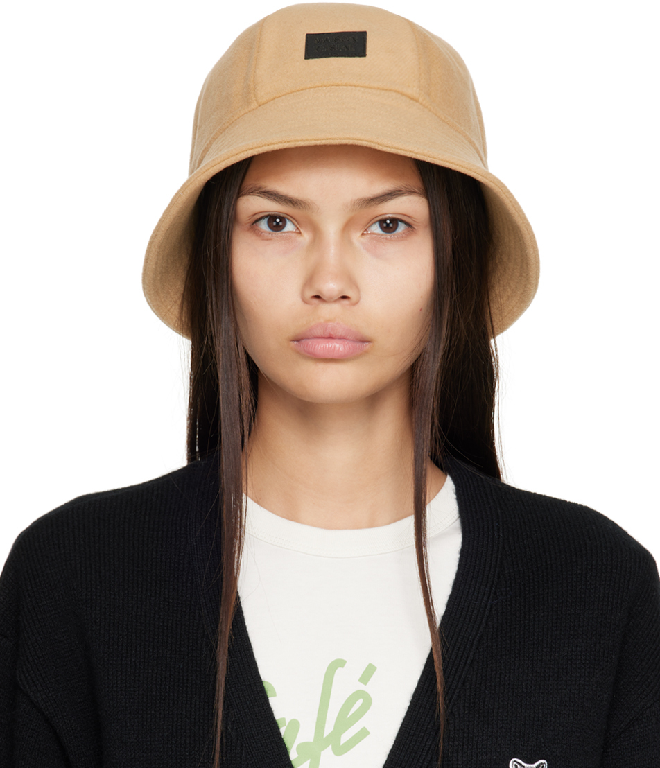 Maison Kitsuné Beige Logo Bucket Hat In P220 Beige | ModeSens