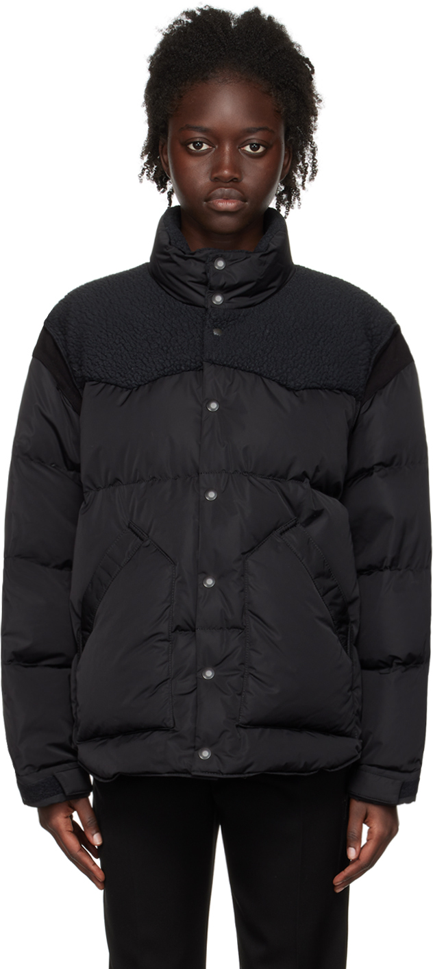 UNDERCOVER: Black Paneled Faux-Fur Down Jacket | SSENSE UK
