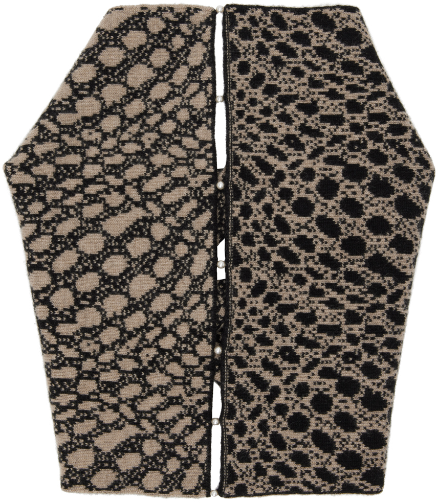 Black & Beige Jacquard Snood by Rui on Sale