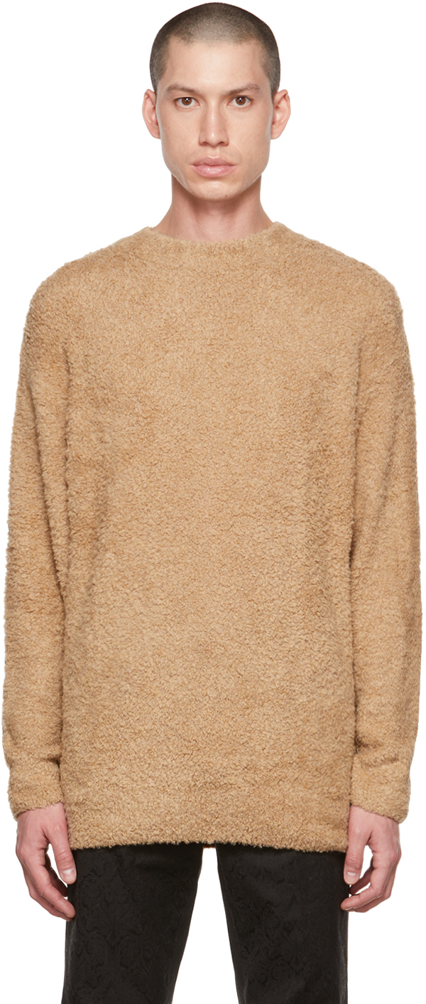 Tan Crewneck Sweater by AMOMENTO on Sale