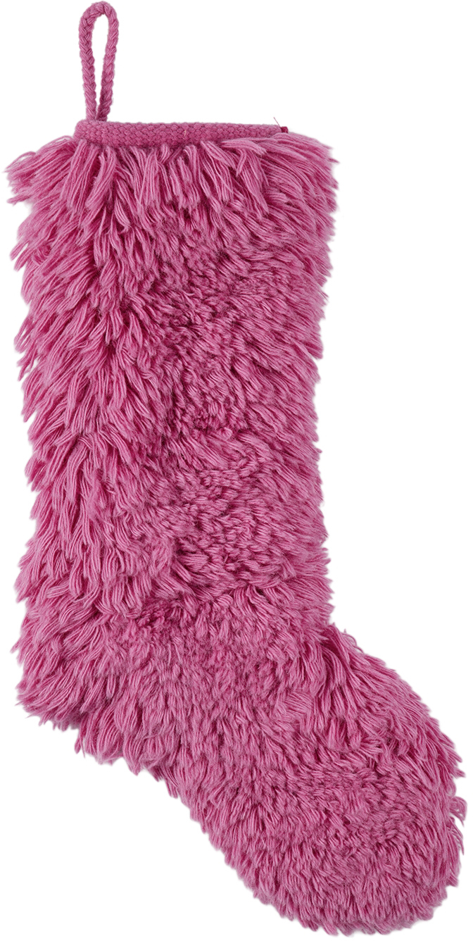 SSENSE Exclusive Pink Shag Stocking by Mush Studios on Sale