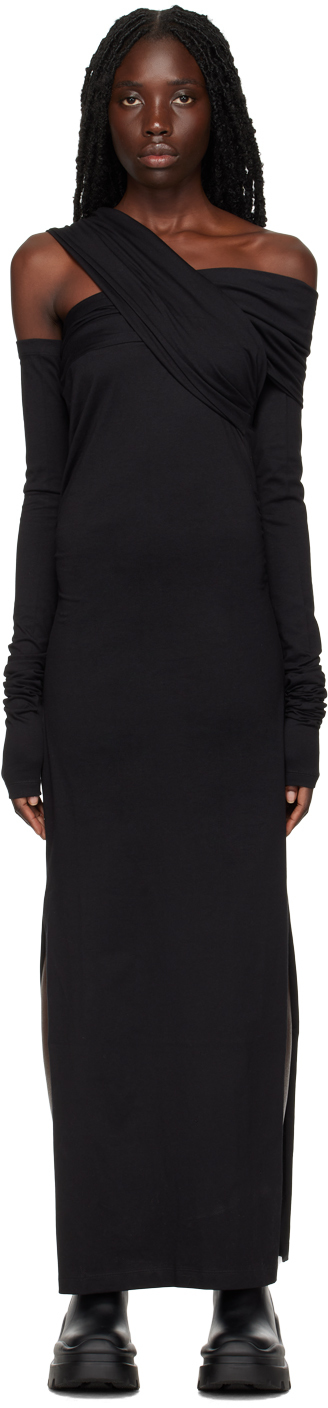Black Twist Midi Dress by MSGM on Sale
