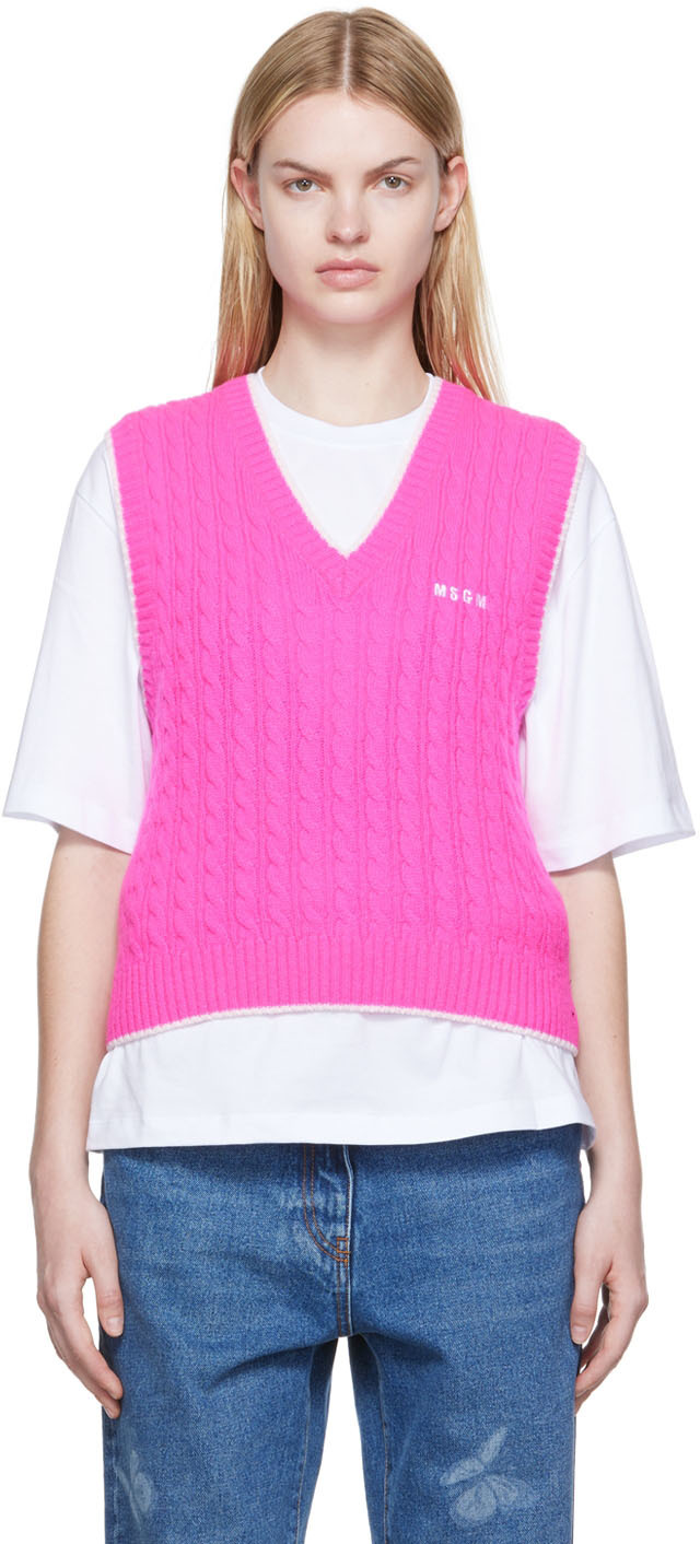 MSGM: Pink Wool Vest | SSENSE Canada