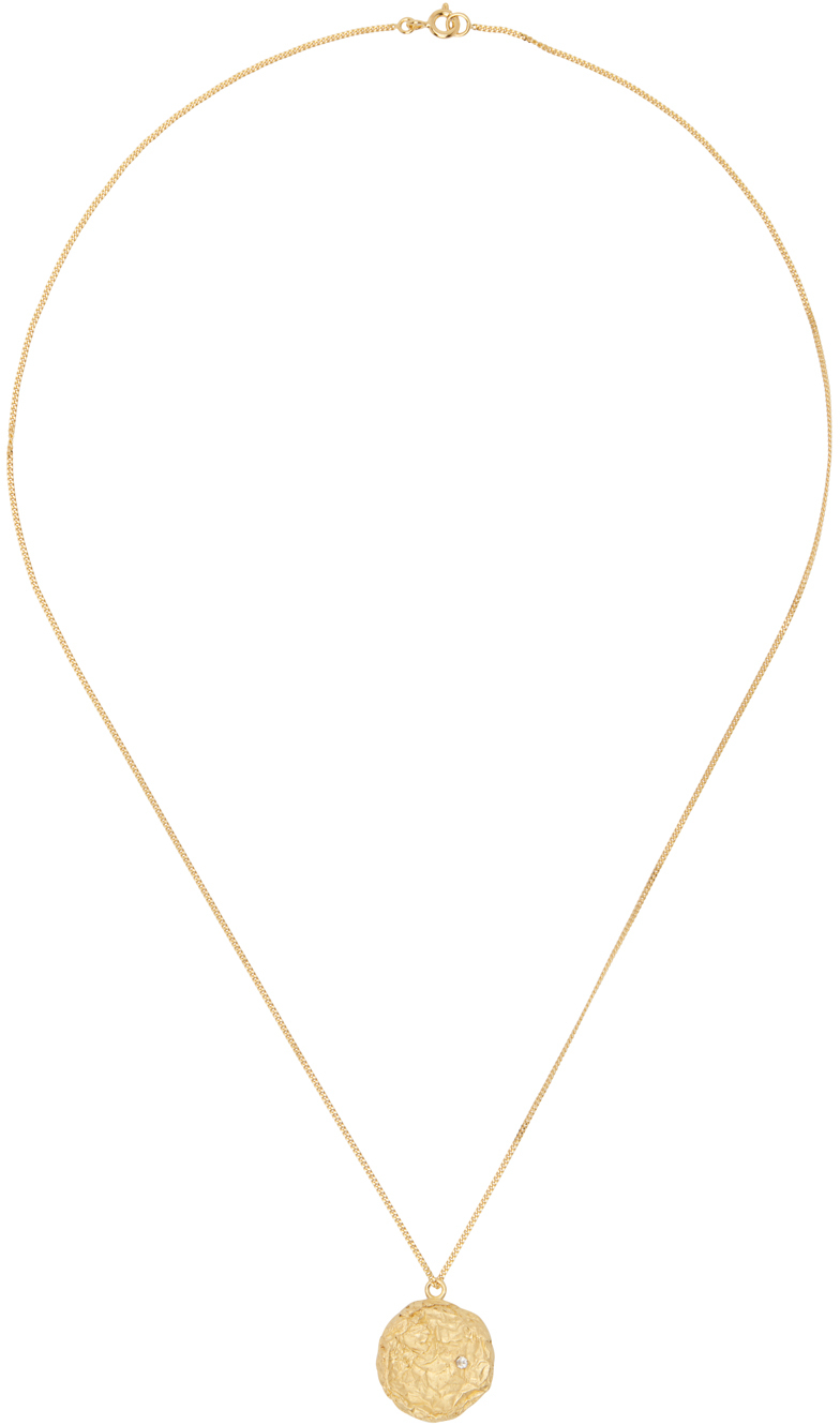 Completedworks: Gold Textured Pendant Necklace | SSENSE