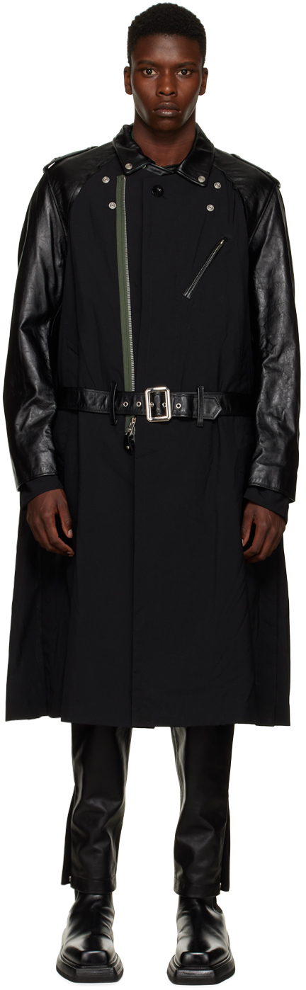 sacai: Black Schott Edition Suiting Leather Jacket | SSENSE