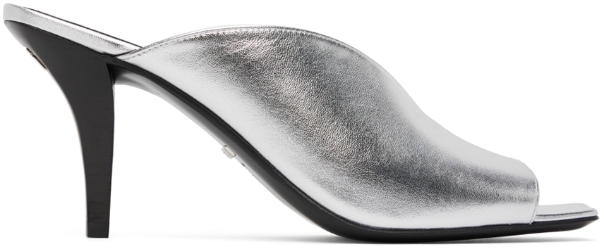 Gucci: 실버 가죽 힐 샌들 | SSENSE 대한민국