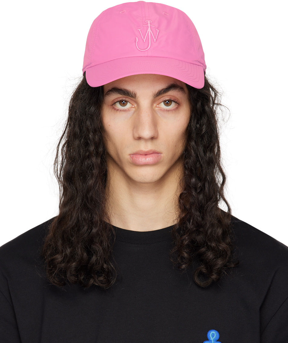 JW Anderson Pink Embroidered Cap SSENSE UK JW Anderson Pink Embroidered Cap SSENSE UK