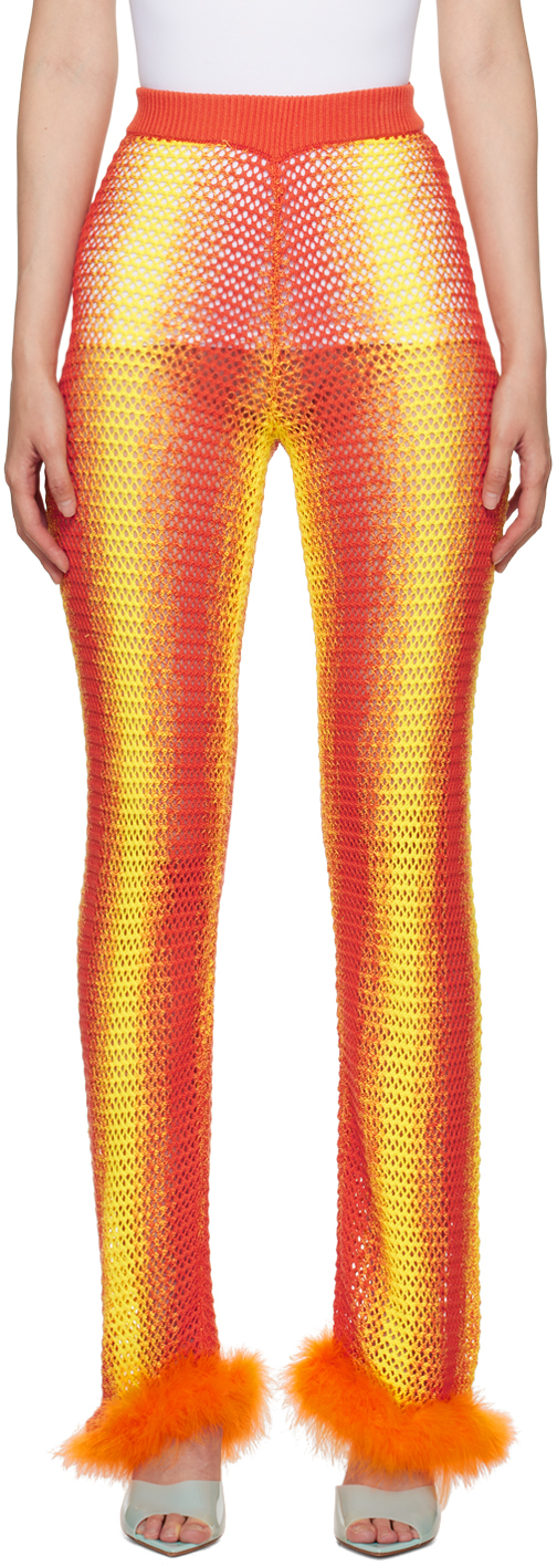 Sinead Gorey: Yellow & Orange Open Knit Trousers | SSENSE Canada