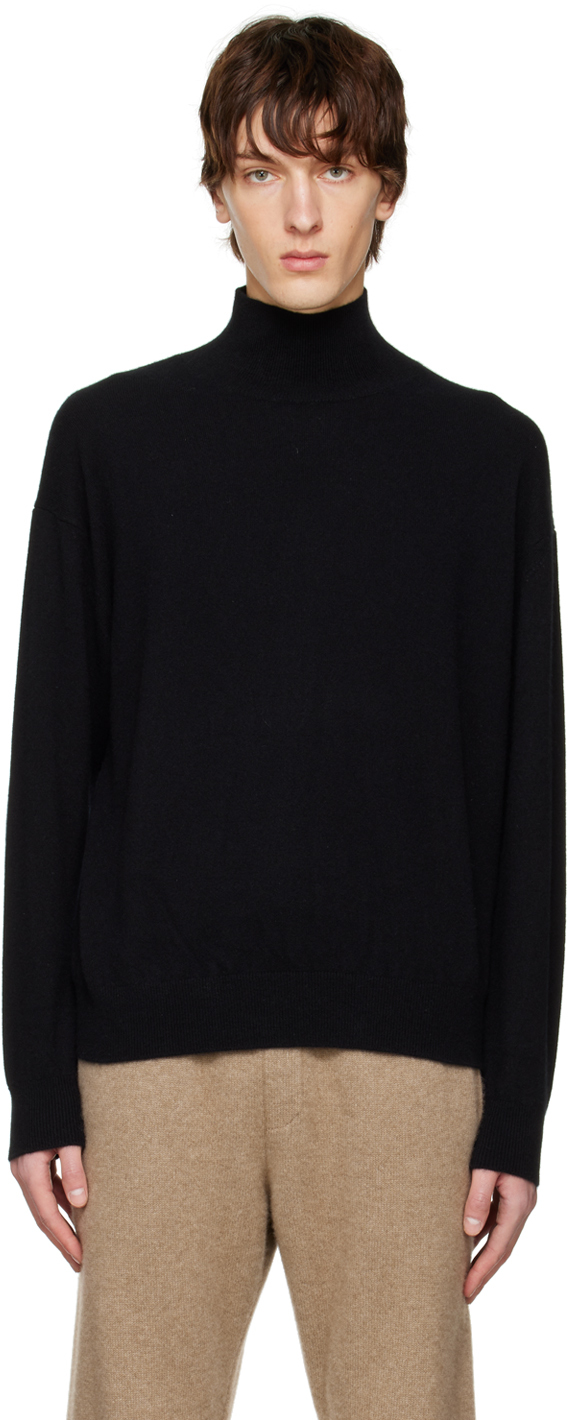 AURALEE: Black Raglan Turtleneck | SSENSE UK