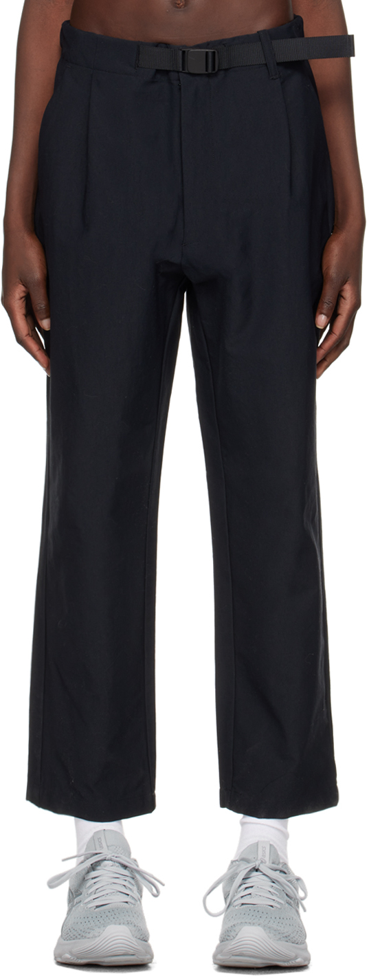 Goldwin: Black One Tuck Pants | SSENSE Canada