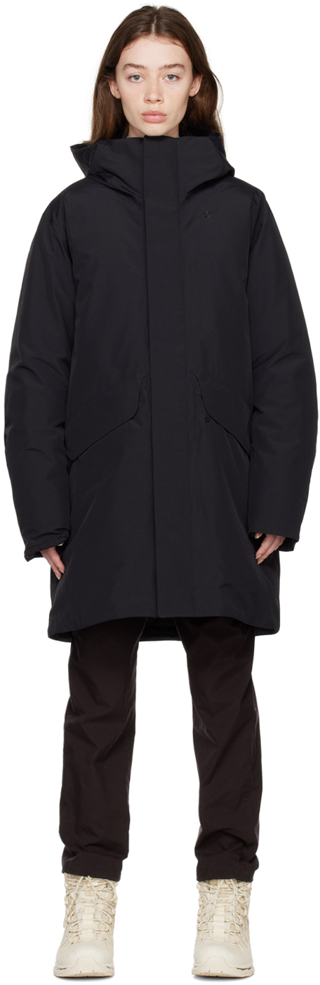 Goldwin: Black Hooded Down Coat | SSENSE Canada
