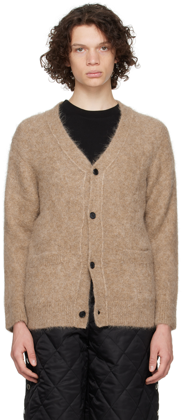Beige Y-Collar Cardigan by System on Sale