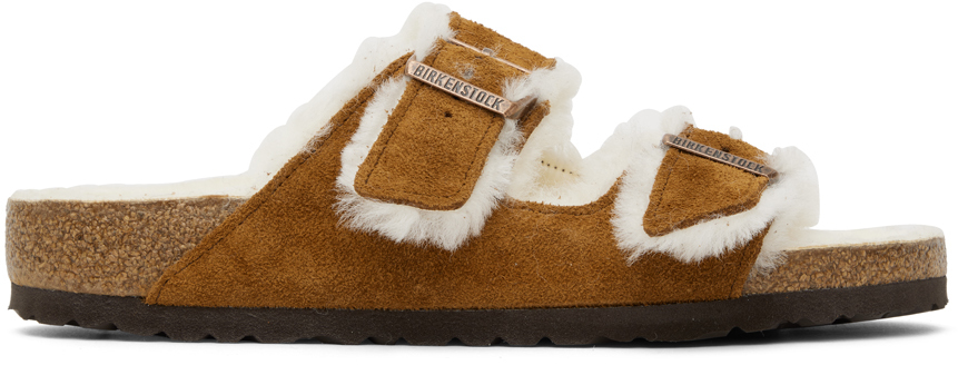 Birkenstock Brown Shearling Arizona Sandals