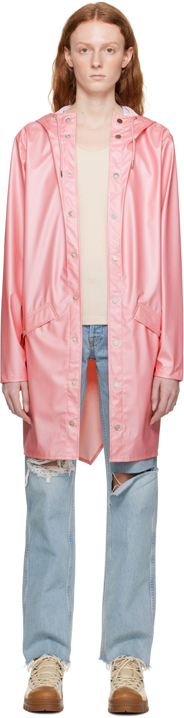 Pink Long Jacket by RAINS on Sale