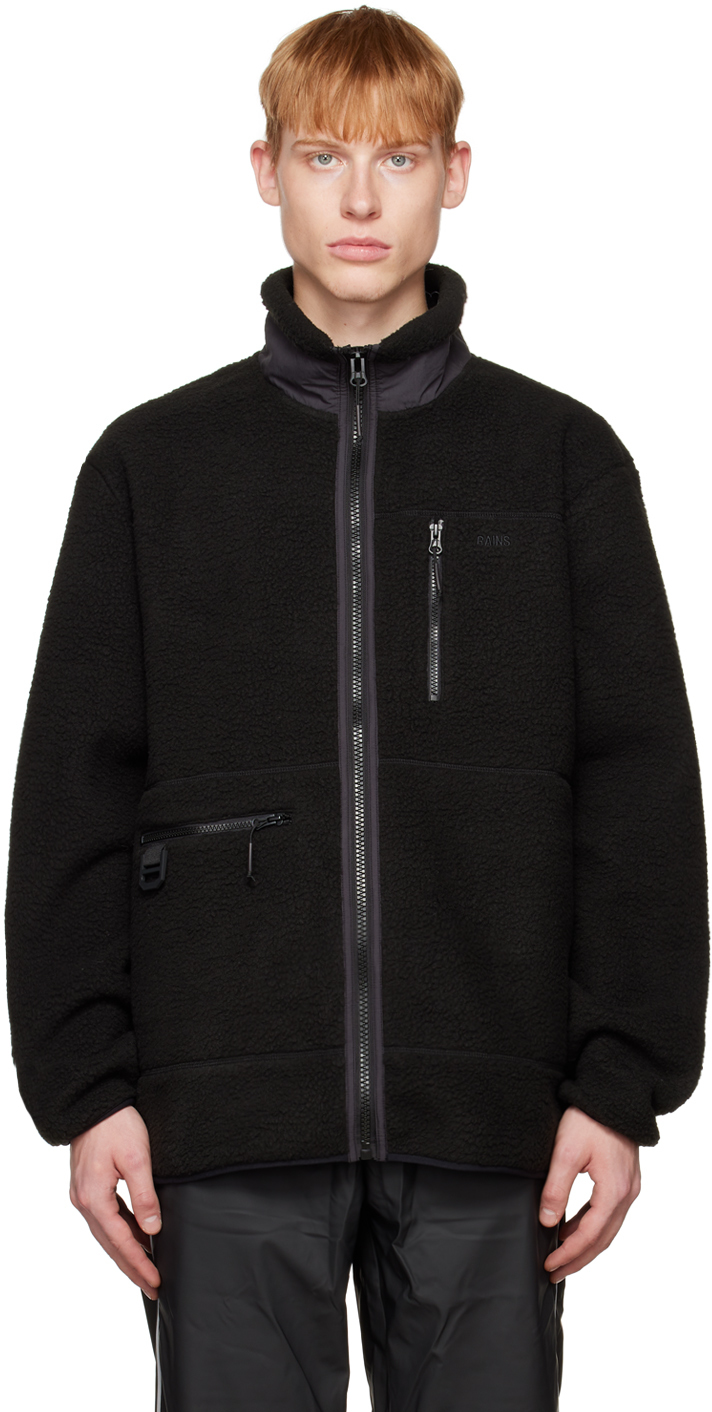 RAINS: Black Zip Jacket | SSENSE