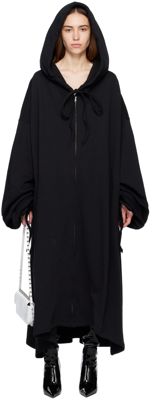 Abra: Black Oversized Hoodie Midi Dress | SSENSE Canada