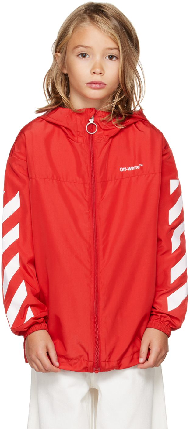 Kids Red Rubber Arrow Jacket by Off-White | SSENSE