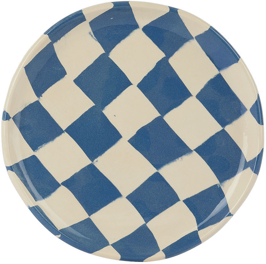 Blue & White Check Side Plate by Henry Holland Studio on Sale
