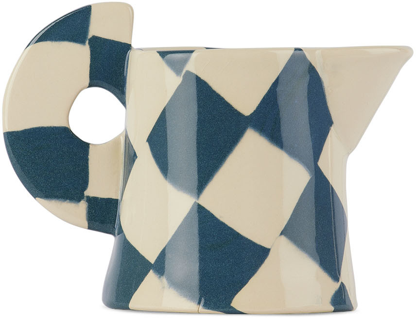 Blue & White Small Check Milk Jug by Henry Holland Studio | SSENSE